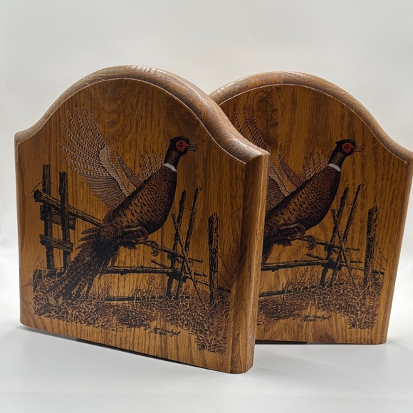 Office | Vtg Wooden Pheasant Bookends Grandpacore | Poshmark